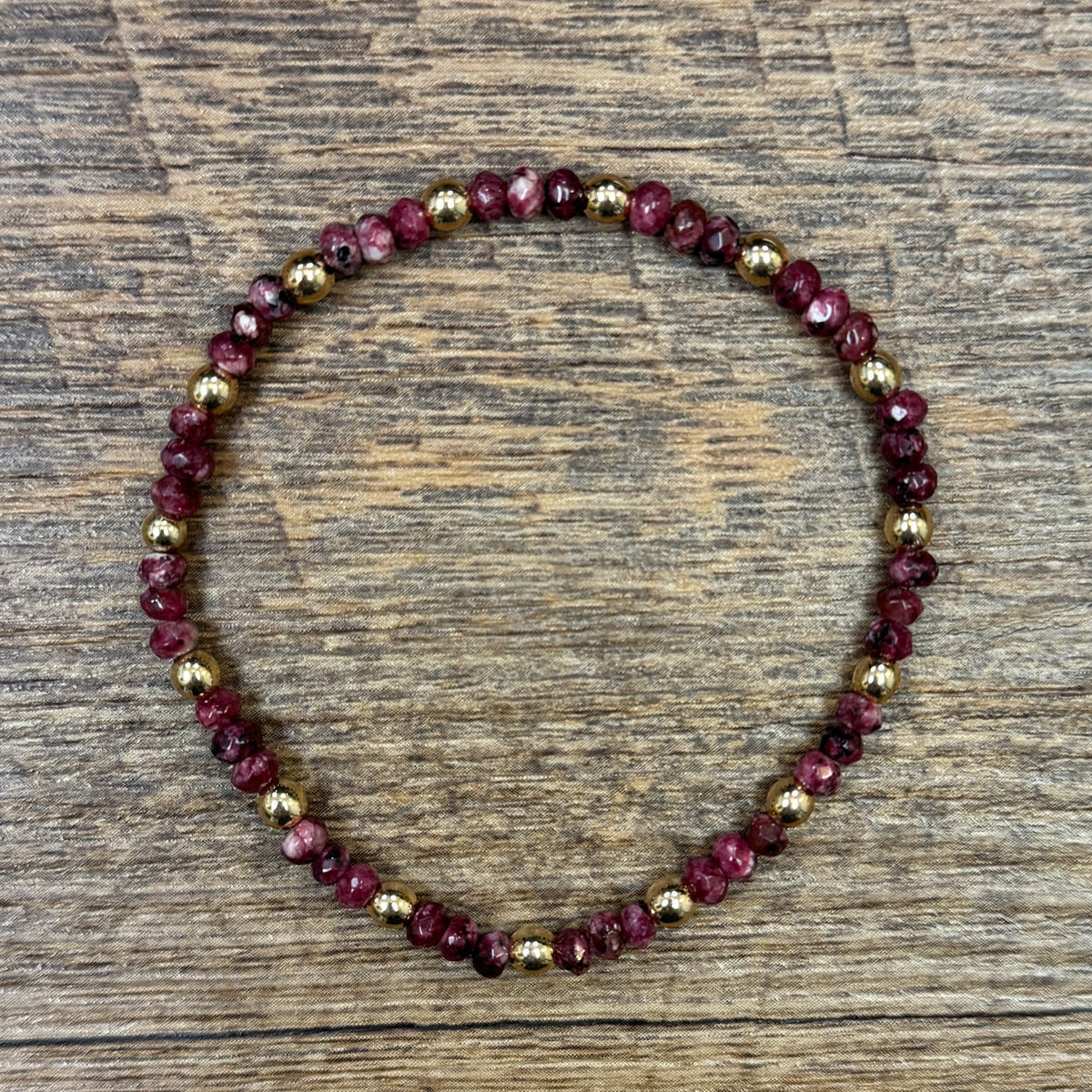 Maroon Mix Gold Pixie Faceted 3mm Bracelet – Centered Jewelry